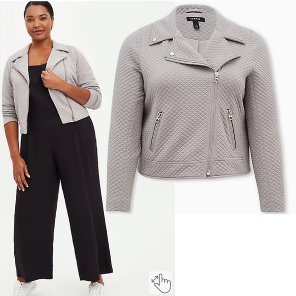 torrid | Jackets & Coats | Nwt Torrid Pebble Grey Quilted Knit Moto ...